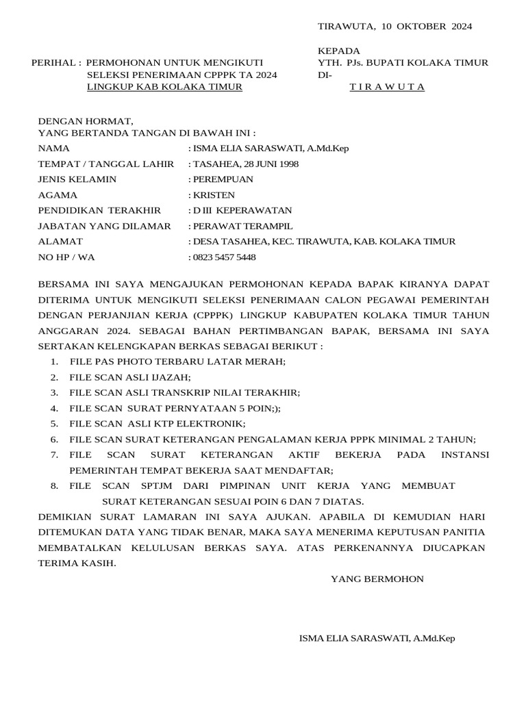 Permohonan Isma Elia | PDF