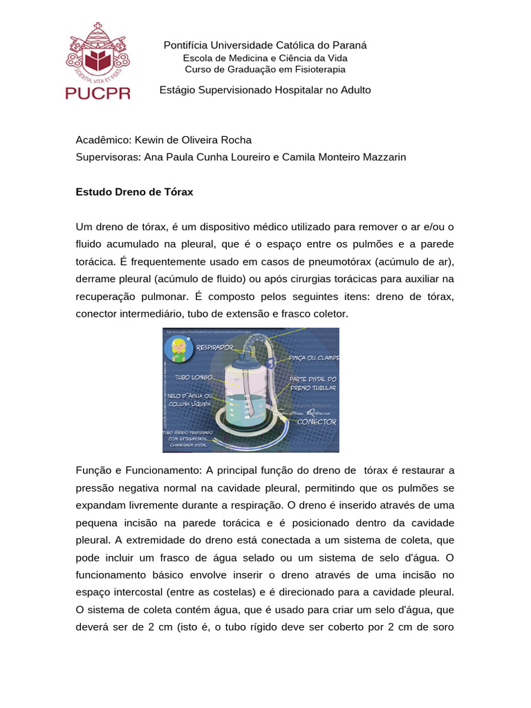 Cuidados e Técnica de Dreno de Tórax | PDF