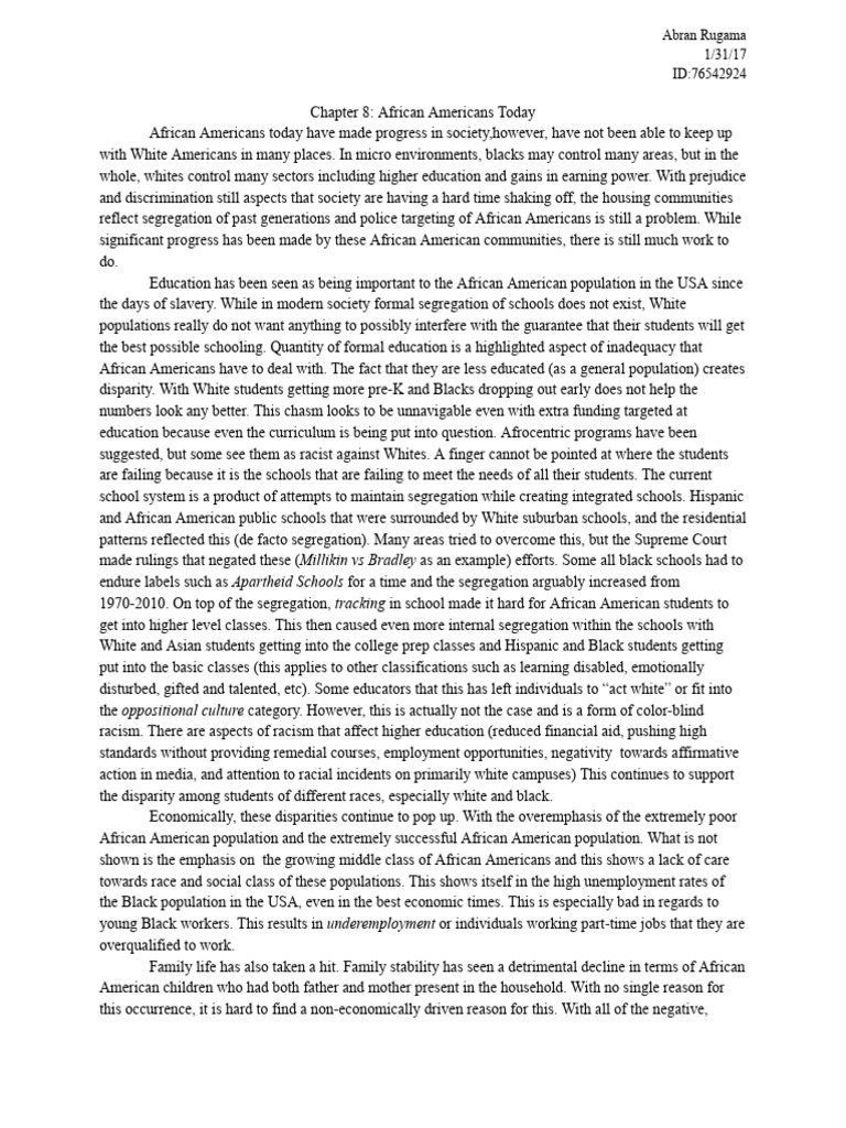Chapter 8 - African Americans Today | PDF | Racial Segregation In The ...