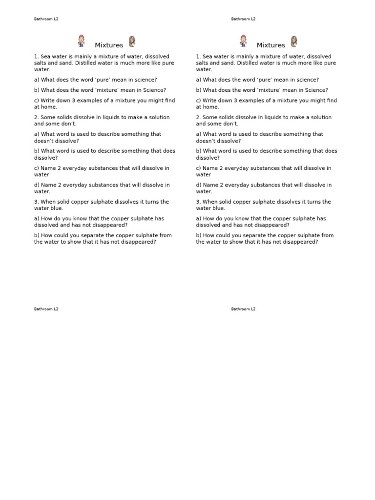 Mixtures HWK Sheet | PDF