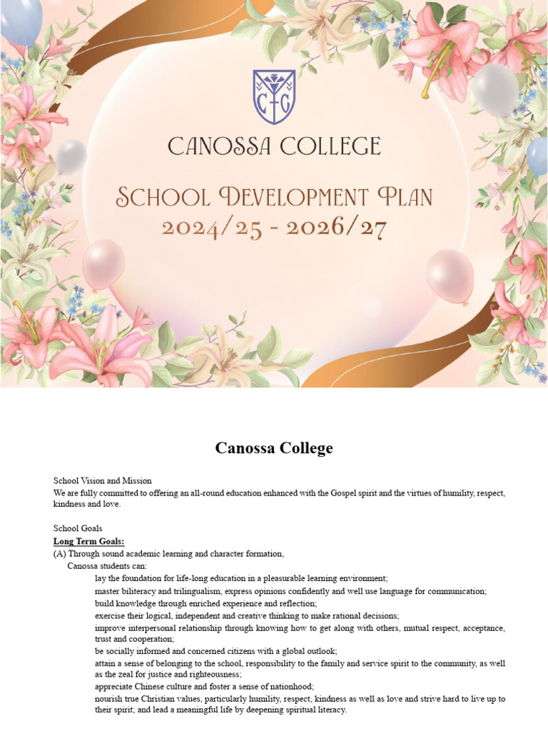 School Development Plan 2024-2027 | PDF | Learning | Teachers