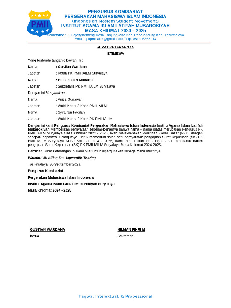 Surat Pengajuan SK Fiks | PDF