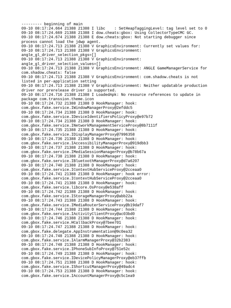 Com - Shadow.cheats Logcat | PDF | Operating System Families | Software Engineering
