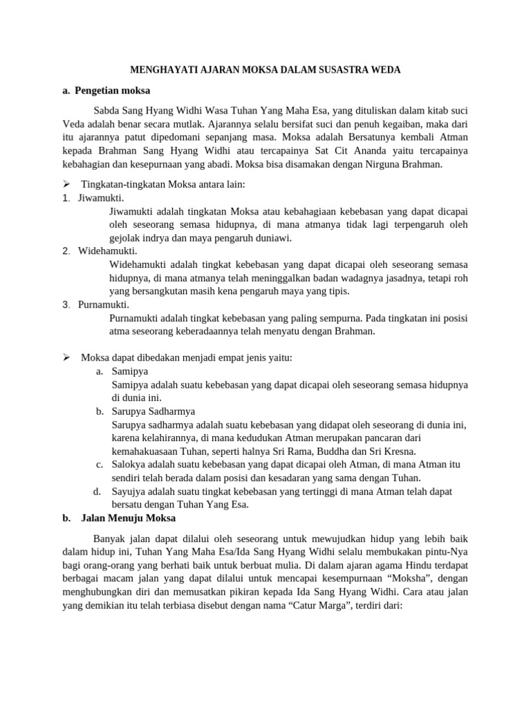 Ajaran Moksa dalam Susastra Weda | PDF | Agama & Spiritualitas