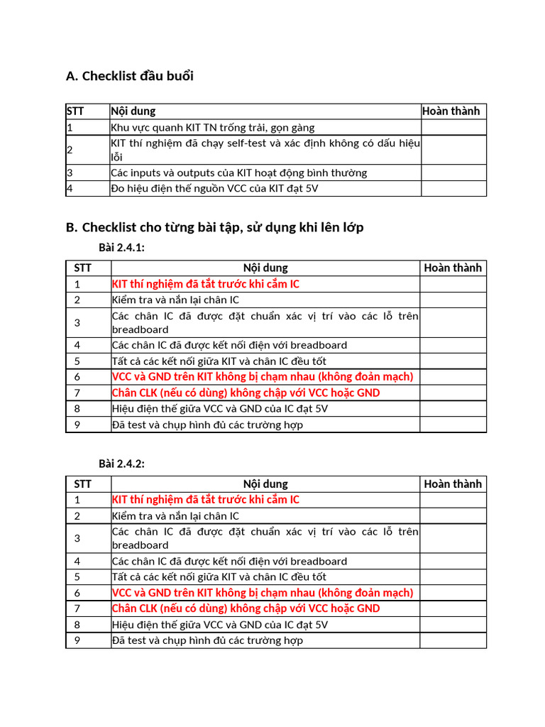 Checklist Lab 1 | PDF