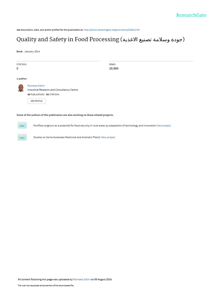 Quality and Safety of Food Processing | PDF