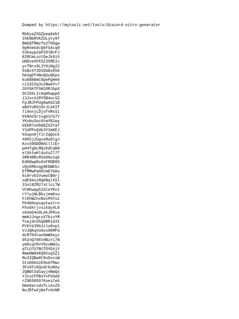 390 Unchecked Discord Nitro Codes | PDF