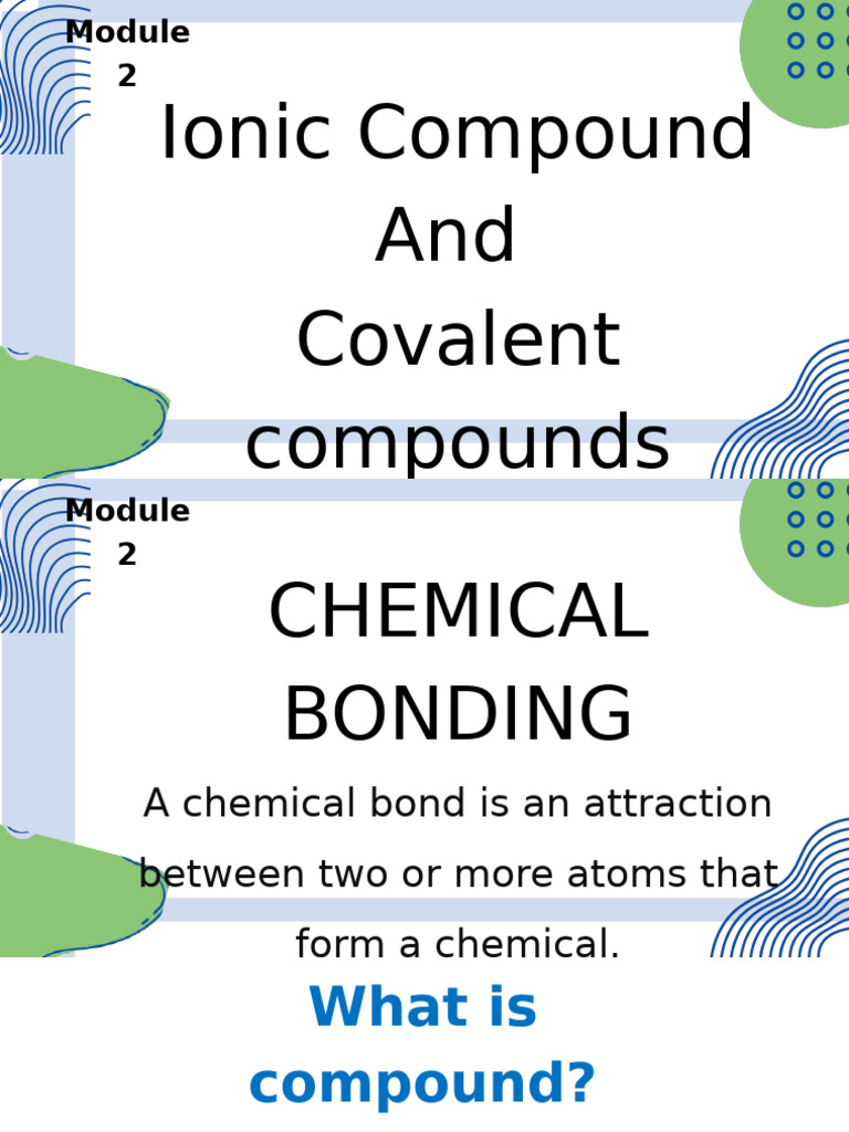 Ionic Bonding Chemistry Presentation in A Blue Green Bold Style | PDF ...