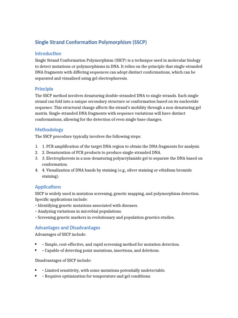 SSCP Genetic Engineering | PDF