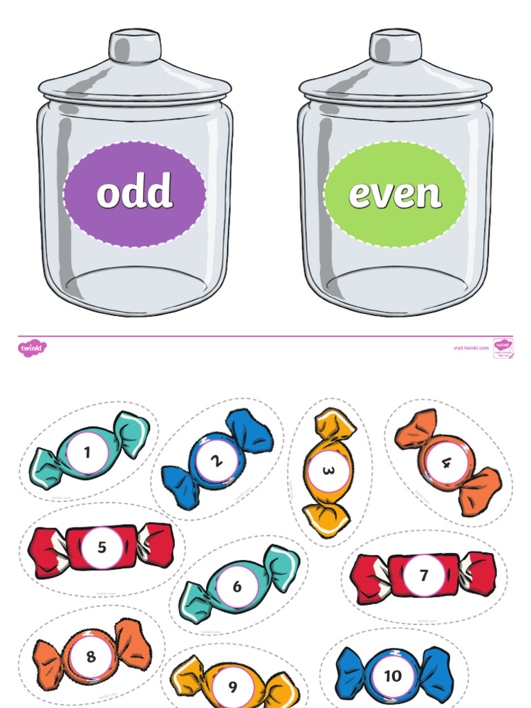 T N 26210 Odd and Even Numbers Sweet Sorting Cut and Stick Activity ...