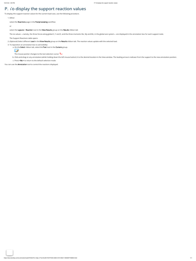 Display Support Reaction Values Guide | PDF