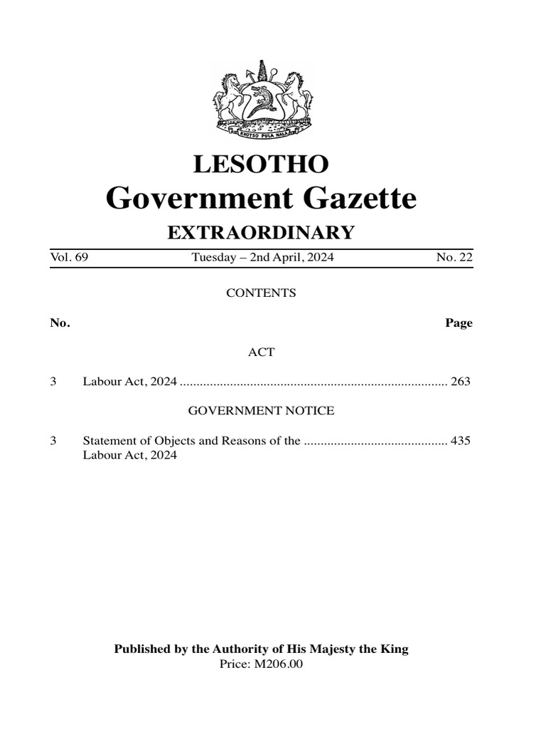 Lesotho Labour Act 2024 Overview | PDF | Labour Law | Employment
