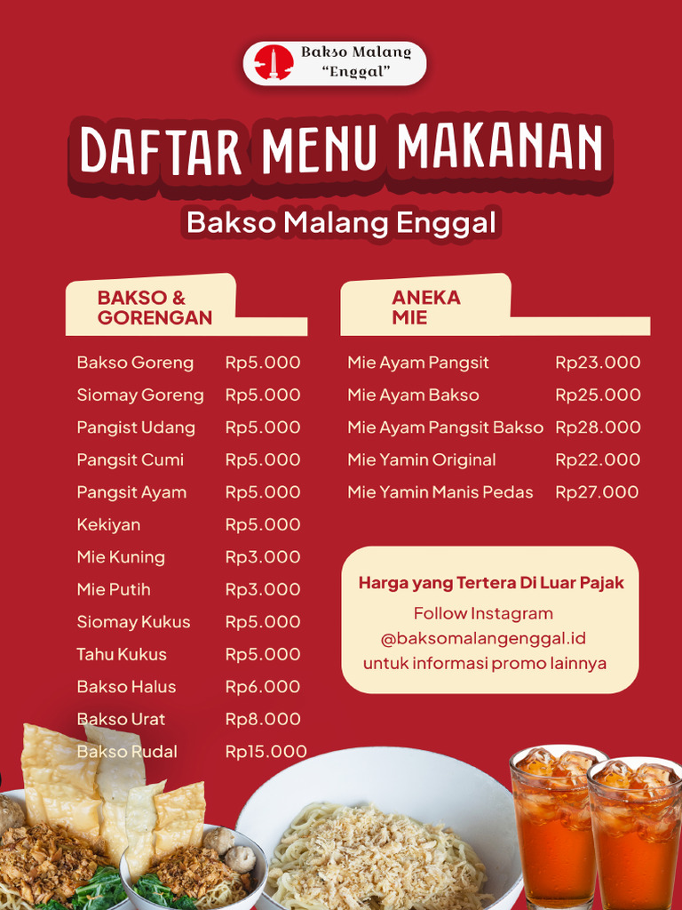 Menu Bakso Malang Enggal | PDF