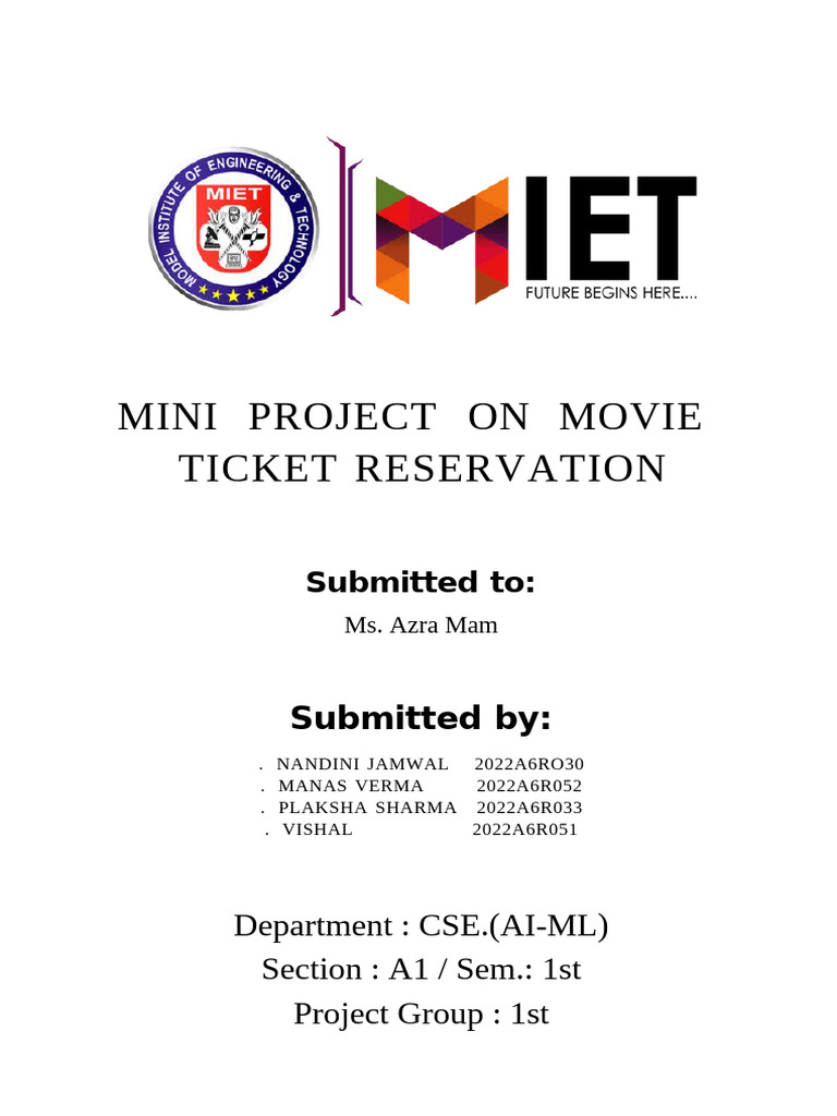 Movie Ticket Reservation System Project | PDF | Computer Program | Programming