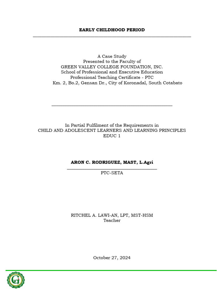 RODRIGUEZ, ARON C. PTC-SetA (Early Childhood Period) | PDF | Empathy ...