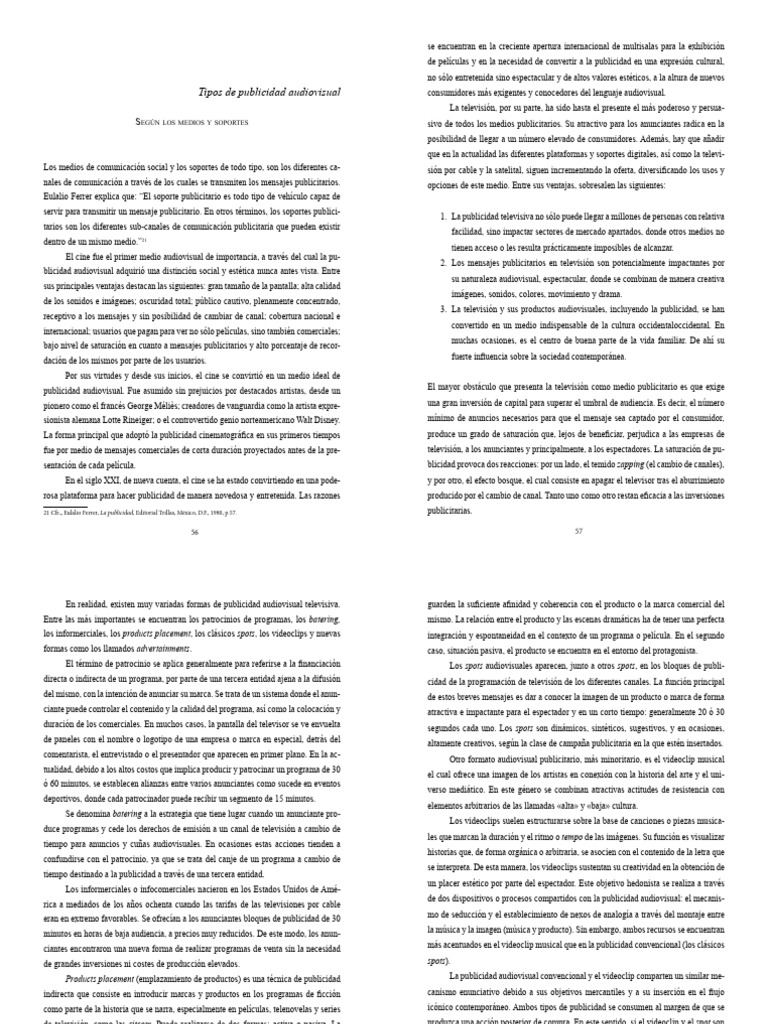 Tipos de Publicidad Audiovisual | PDF | Publicidad | Marca