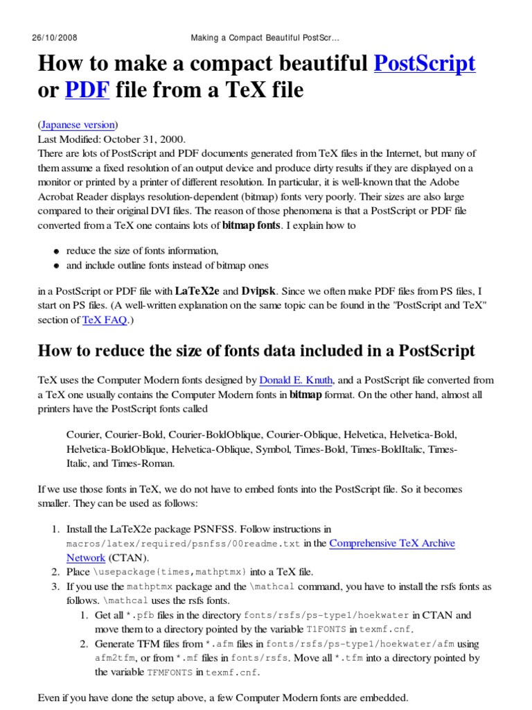 Postscript PDF: How To Make A Compact Beautiful or File From A Tex File ...