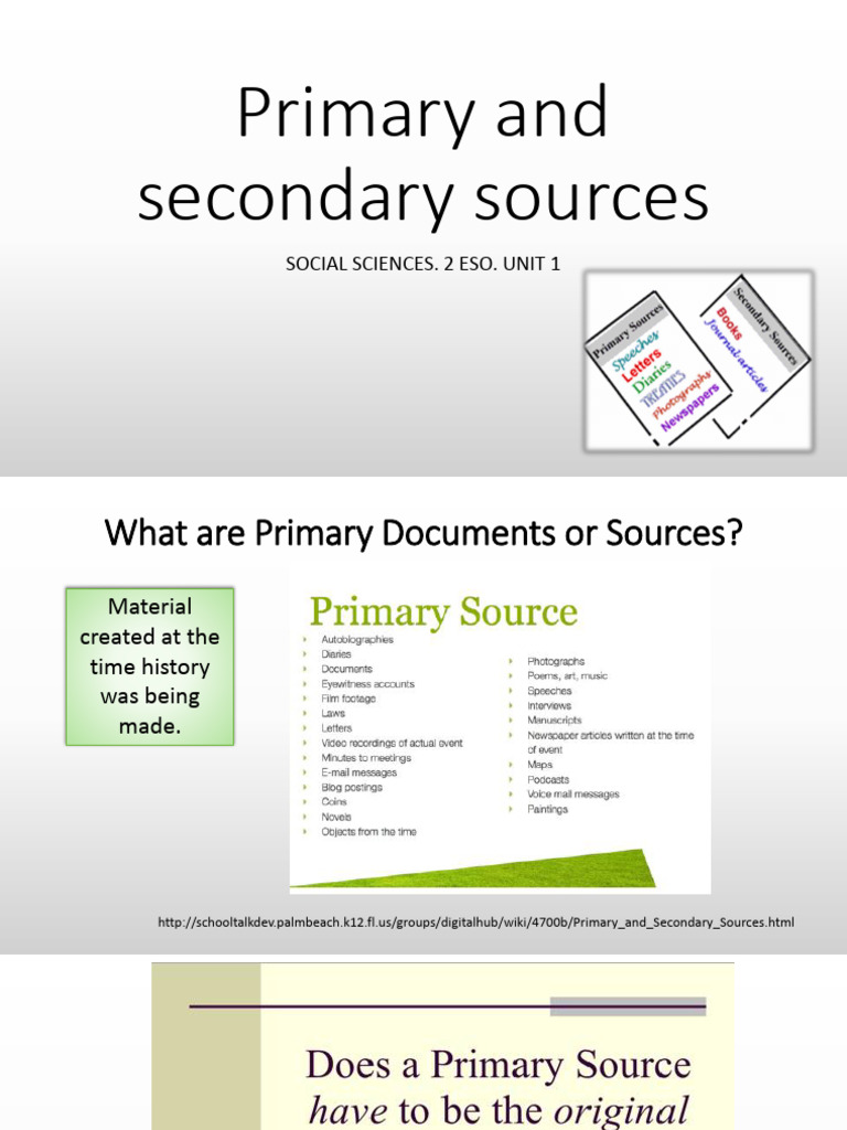 Primary and Secondary Sources 1 | PDF
