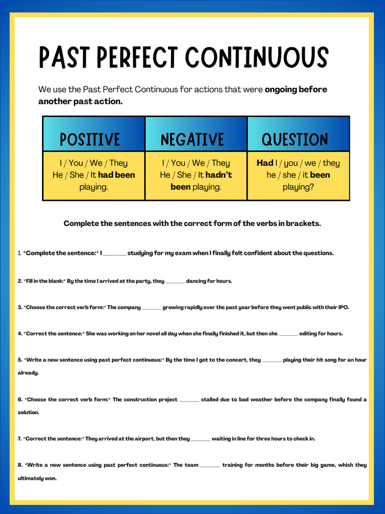 Past Perfect Continuous. | PDF