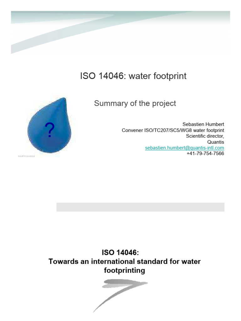 ISO 14046 Water Footprint Standard Overview | PDF | Life Cycle ...