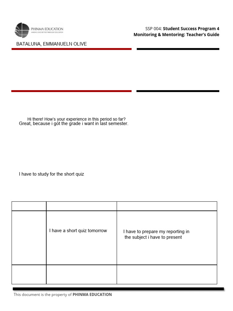 SSP 004 SAS Week 3711 and 14 Monitoring and Mentoring | PDF ...