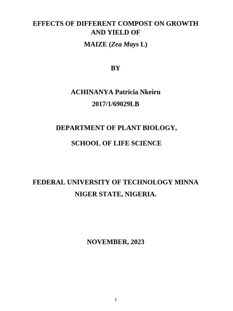 My Main Project Work | PDF | Maize | Manure