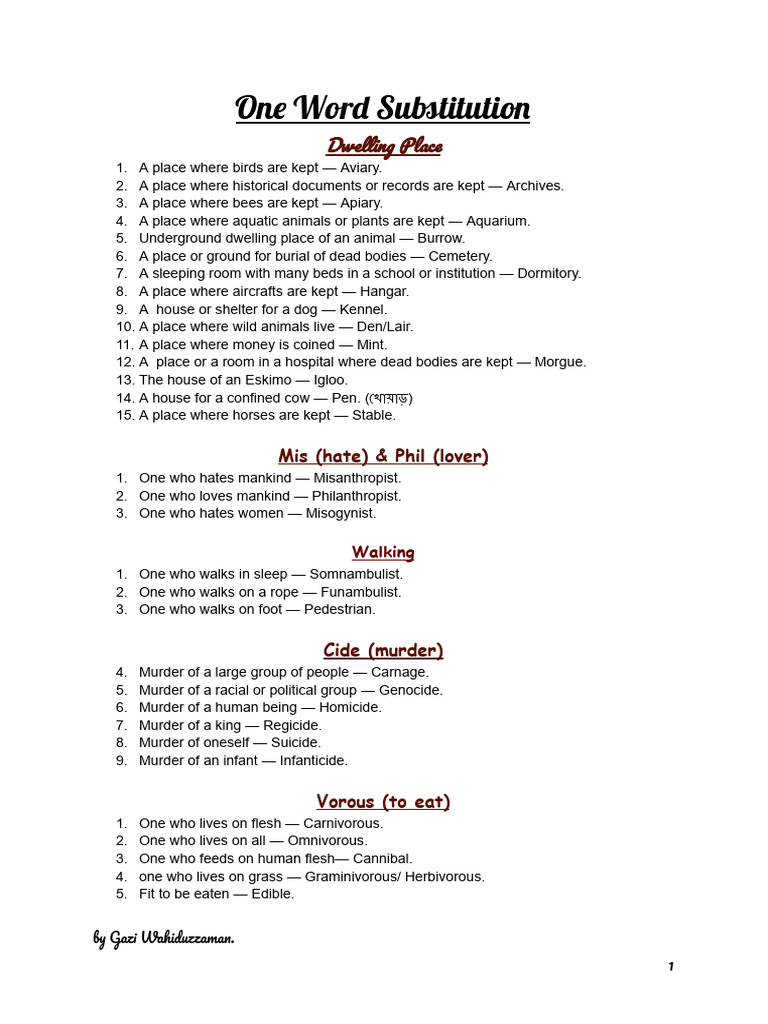One Word Substitution | PDF