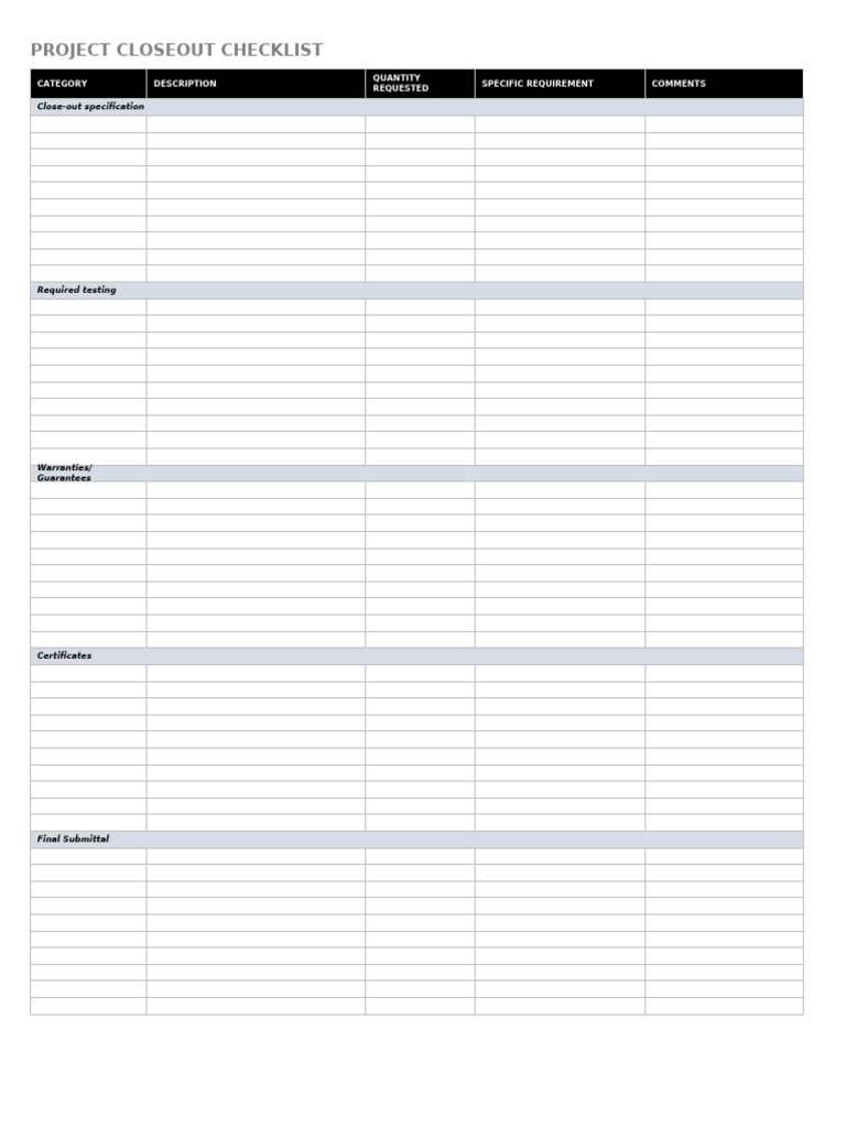 Project Closeout Checklist Guide | PDF | Technology & Engineering