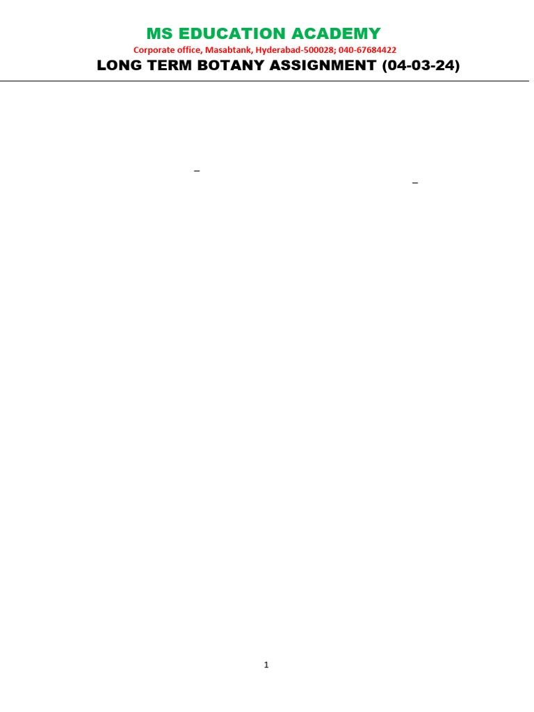 LT Botany Assignment (04-03-24) | PDF | Dominance (Genetics) | Messenger Rna