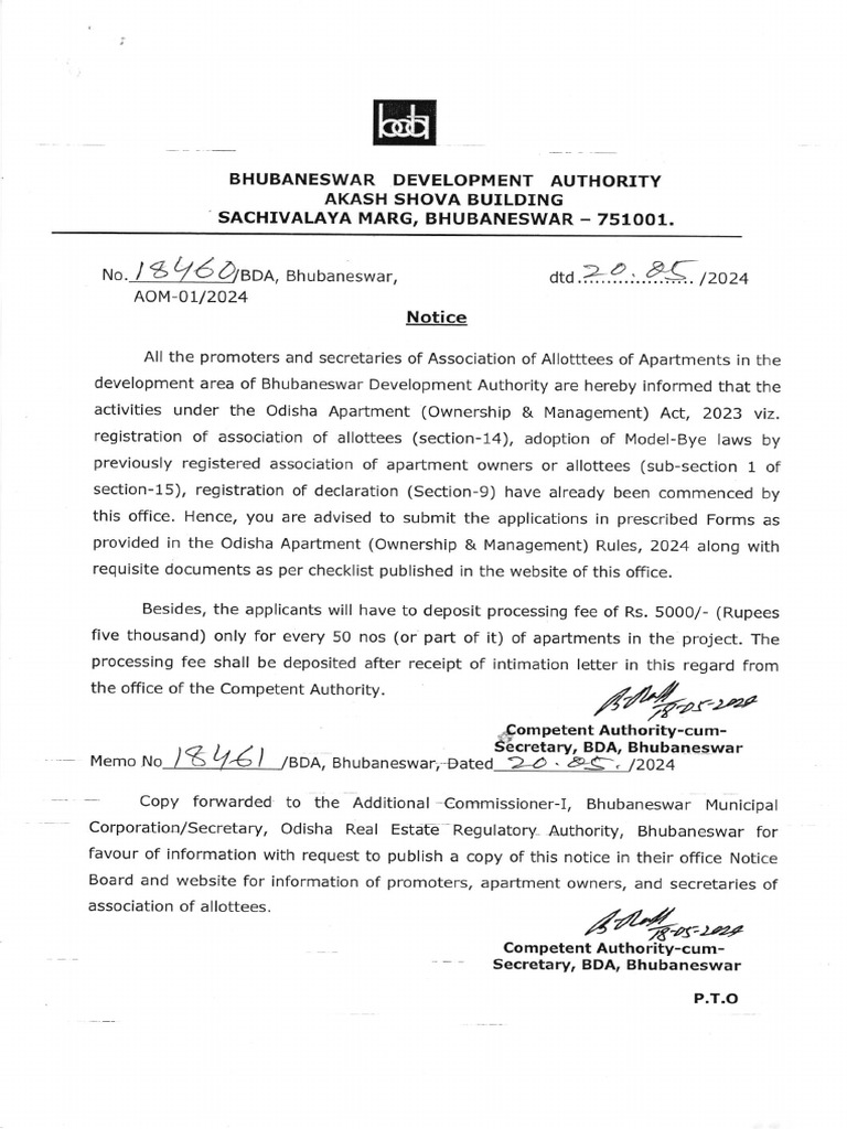 BDA Notice Regarding Formation of Association and Checklist of ...
