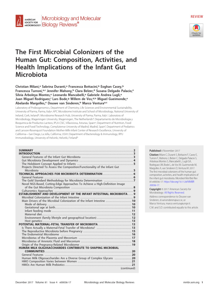 The First Microbial Colonizers of The Human Gut - Composition, Activities, and Health ...