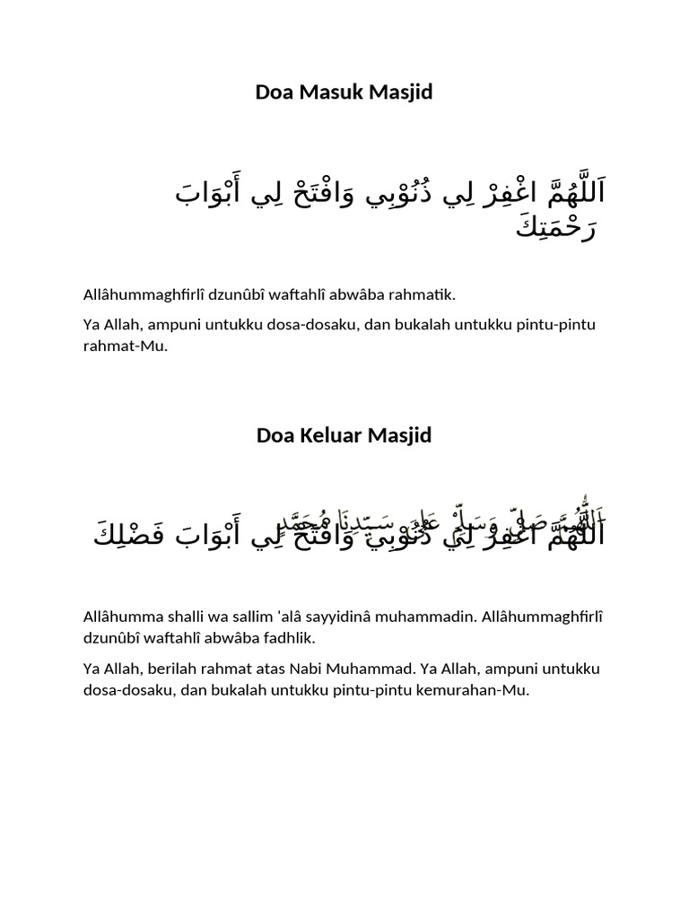 Doa Masuk Masjid | PDF