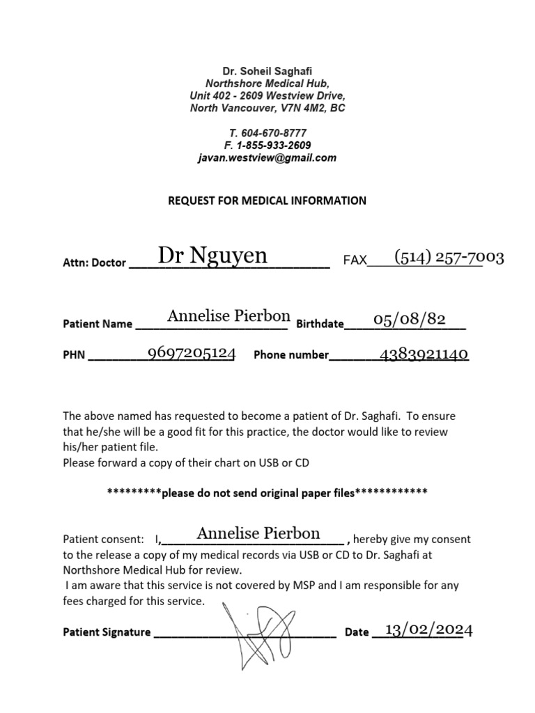 Medical Records Transfer Request | PDF