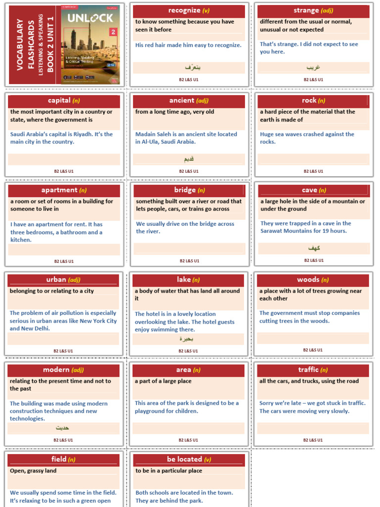 Unlock Flashcards b2 U1 Ls | PDF