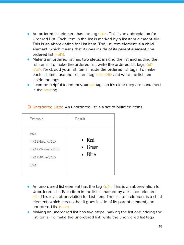 Unordered Lists:: Example Result | PDF