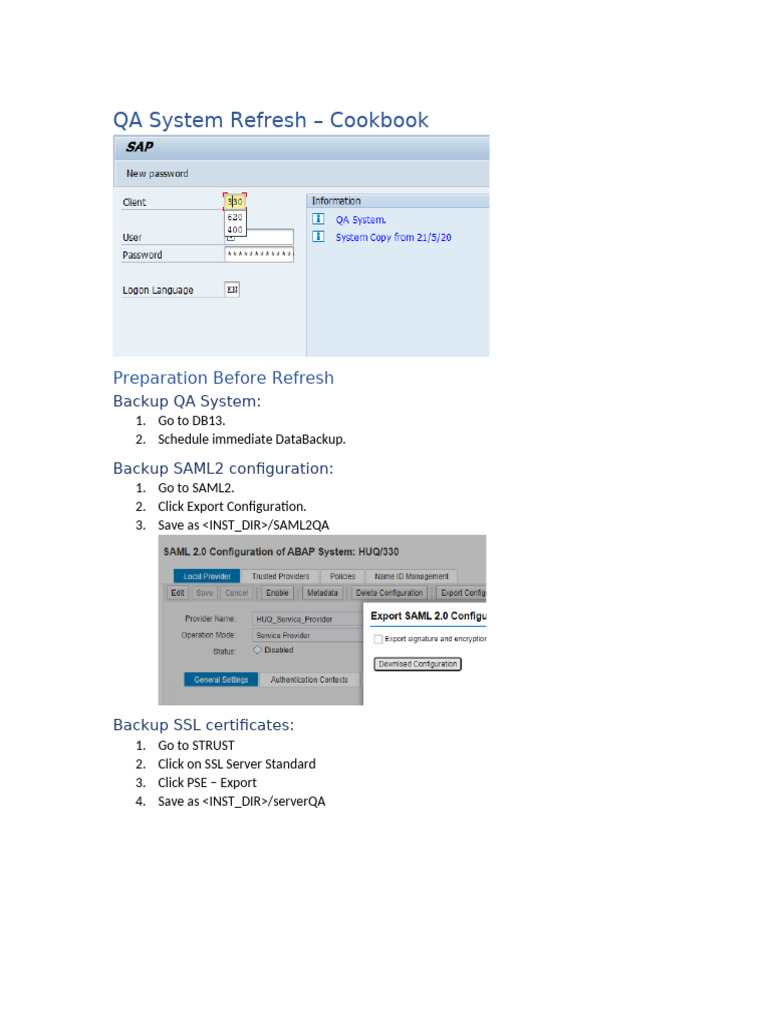 System Refresh - Cookbook | PDF | Transport Layer Security | Databases