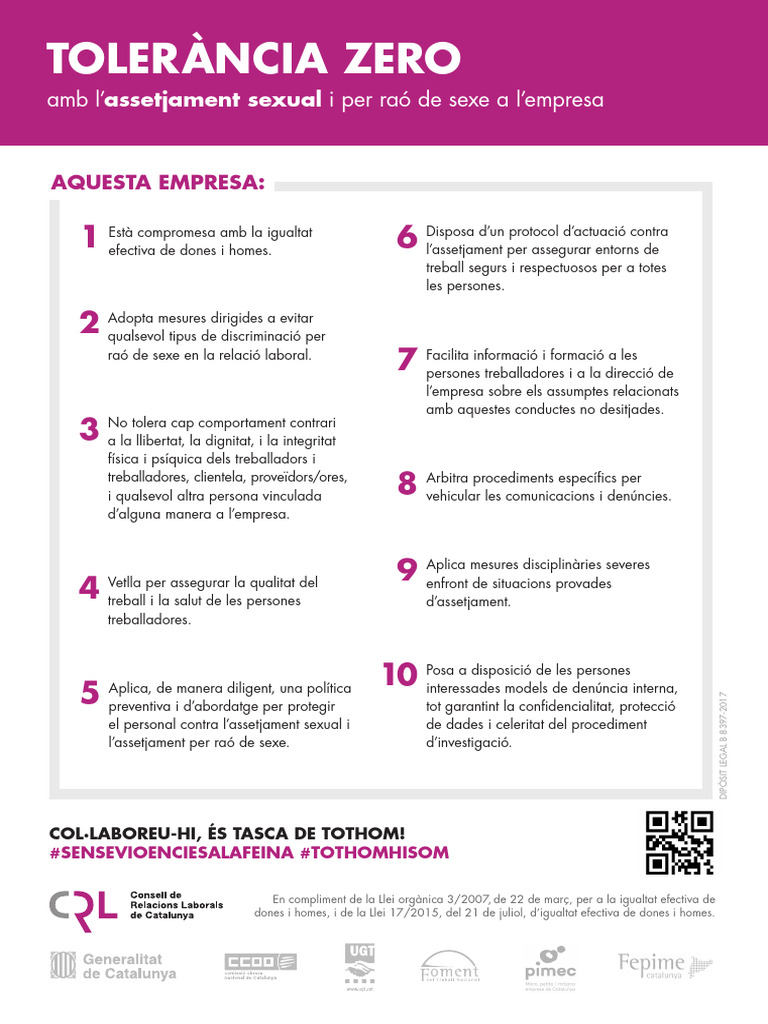 Decaleg Tolerancia Zero Assetjament CAT DEF | PDF
