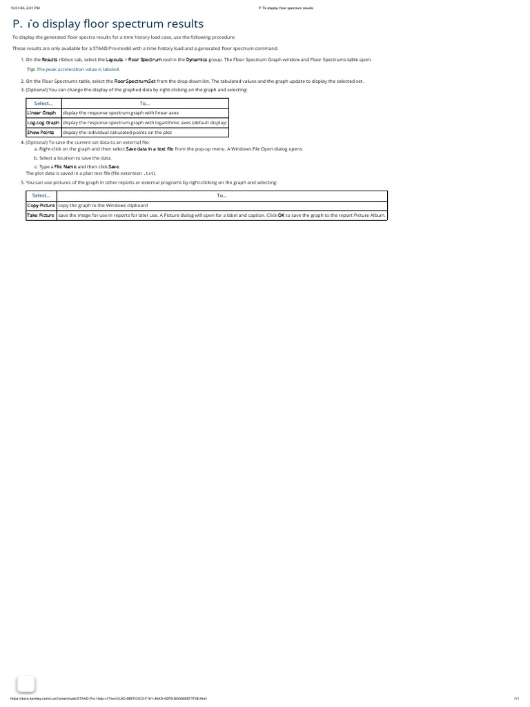 Displaying Floor Spectrum Results in STAAD.Pro | PDF