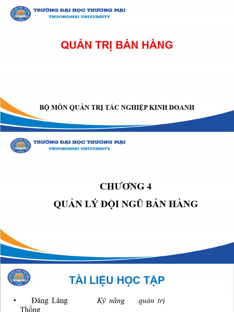Chương 4 QTBH Quản lý đội ngũ bán hàng | PDF
