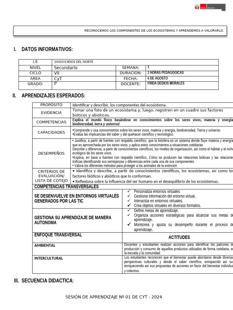 A-1º Ses-Act 1-Cyt Und 5 | PDF | Ecosistema | Ecología