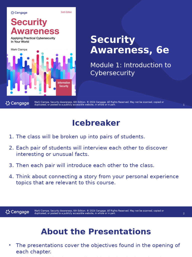 Ciampa - SecurityAwareness6e - PPT - Module01 - Tagged | PDF | Security ...