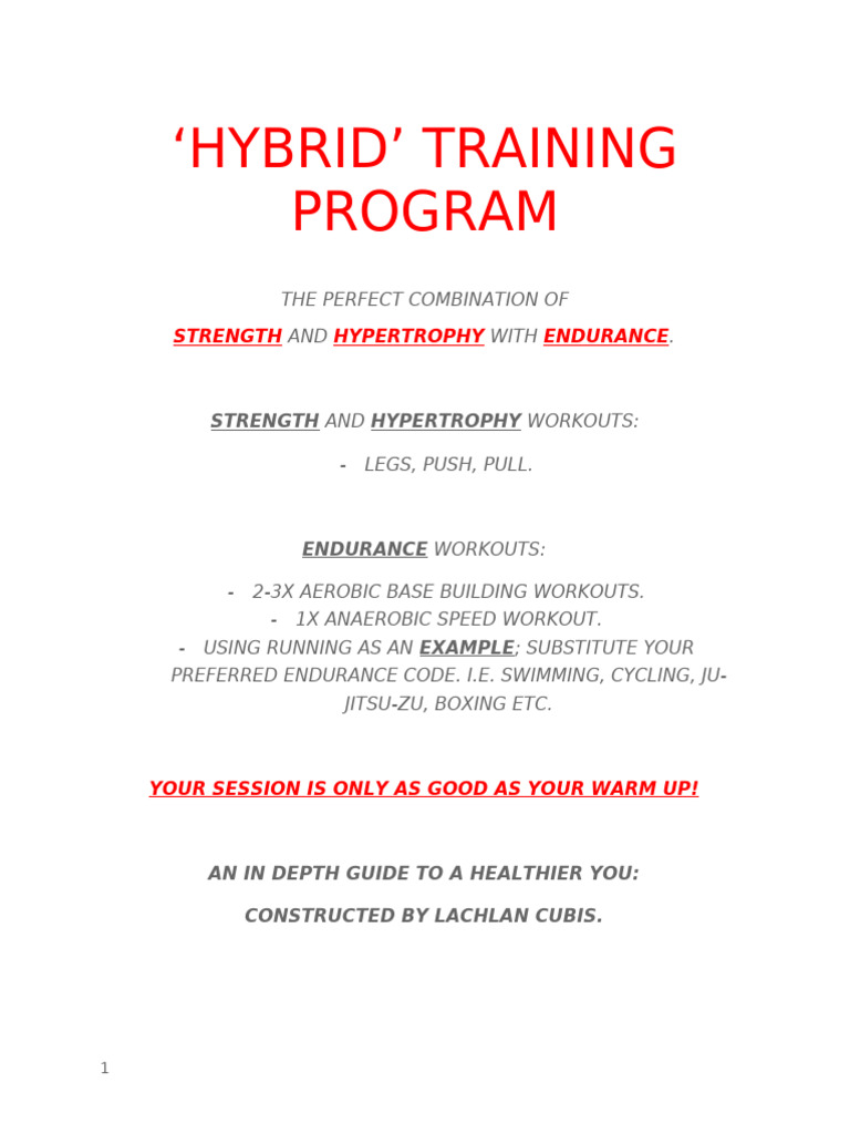 Hybrid Training Program | PDF | Pasta | Beef