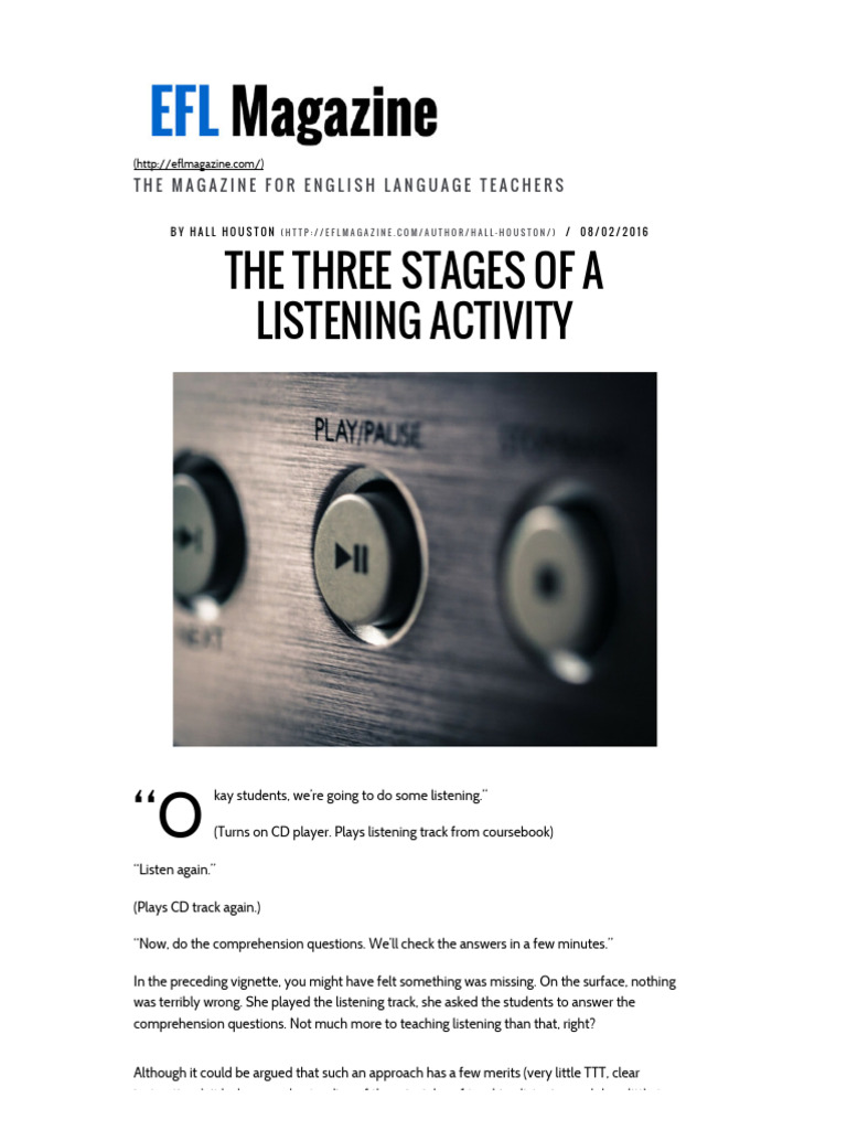 Three Stages of Listening Activities | PDF | Reading Comprehension ...