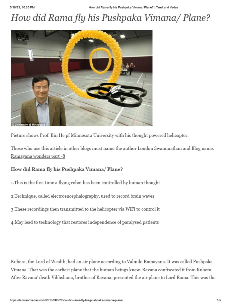 Rama's Pushpaka Vimana Secrets | PDF | Rama | Ramayana