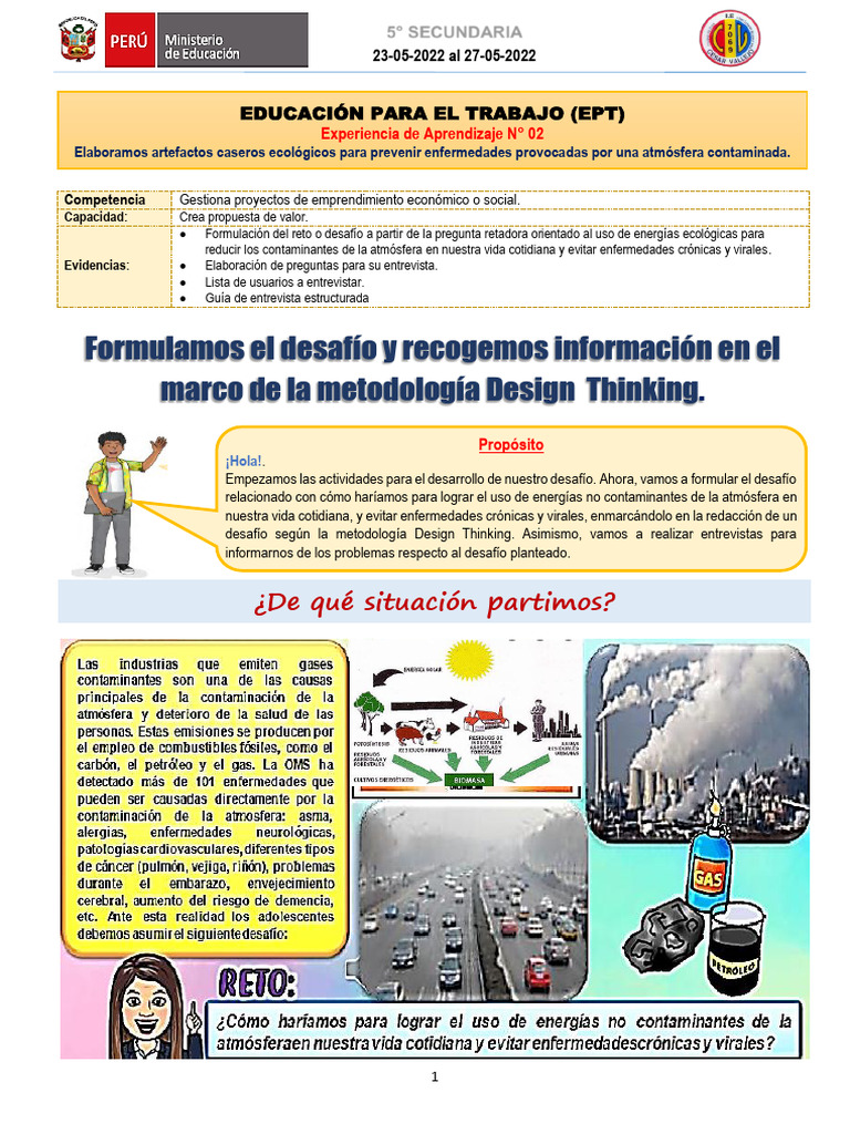 Ficha EPT 1 - Formulamos Desafio 23-05-2022 | PDF | Contaminación