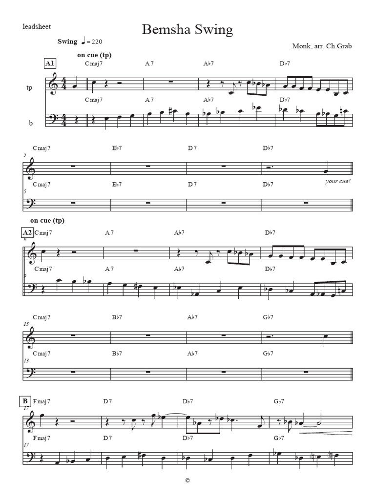 Bemsha Swing Leadsheet | PDF