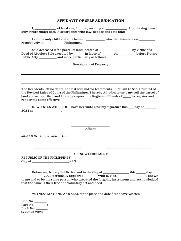 Affidavit of Self Adjudication | PDF
