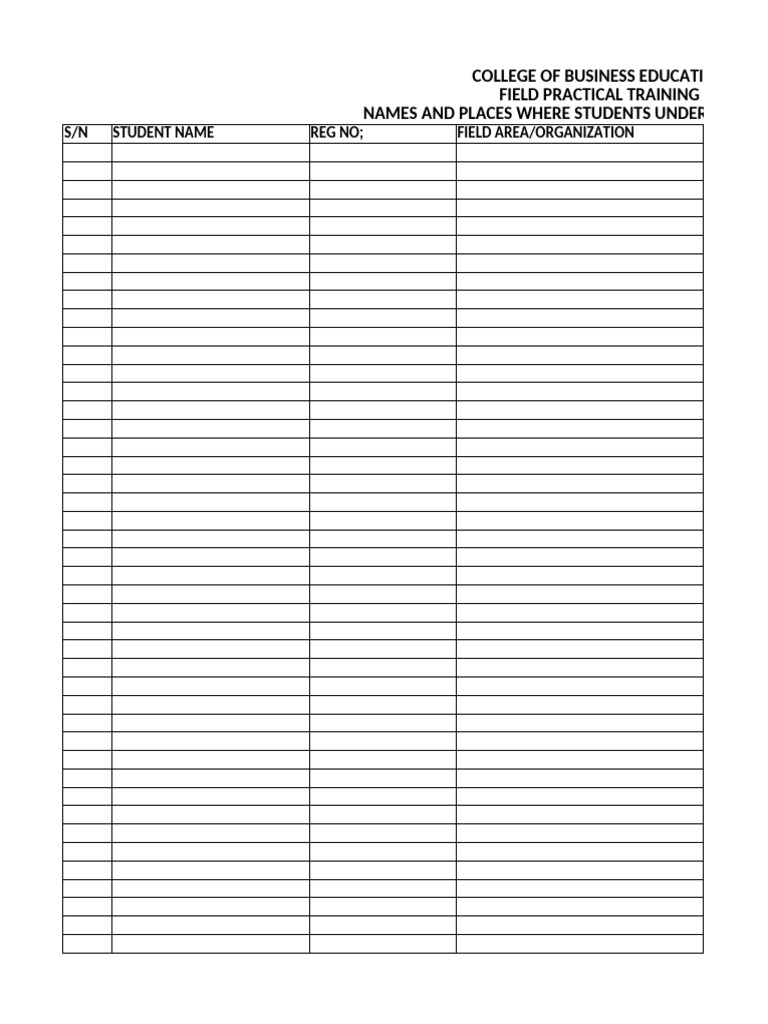 Student Field Training Locations List | PDF