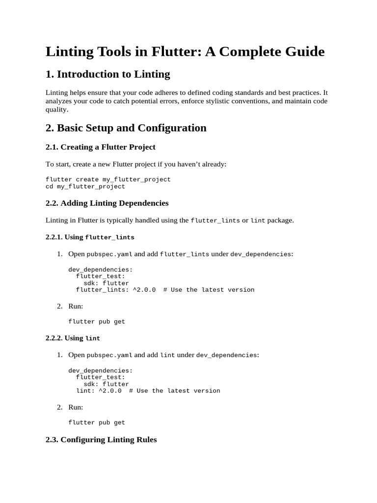 Linting Tools in Flutter | PDF | Directory (Computing) | Icon (Computing)