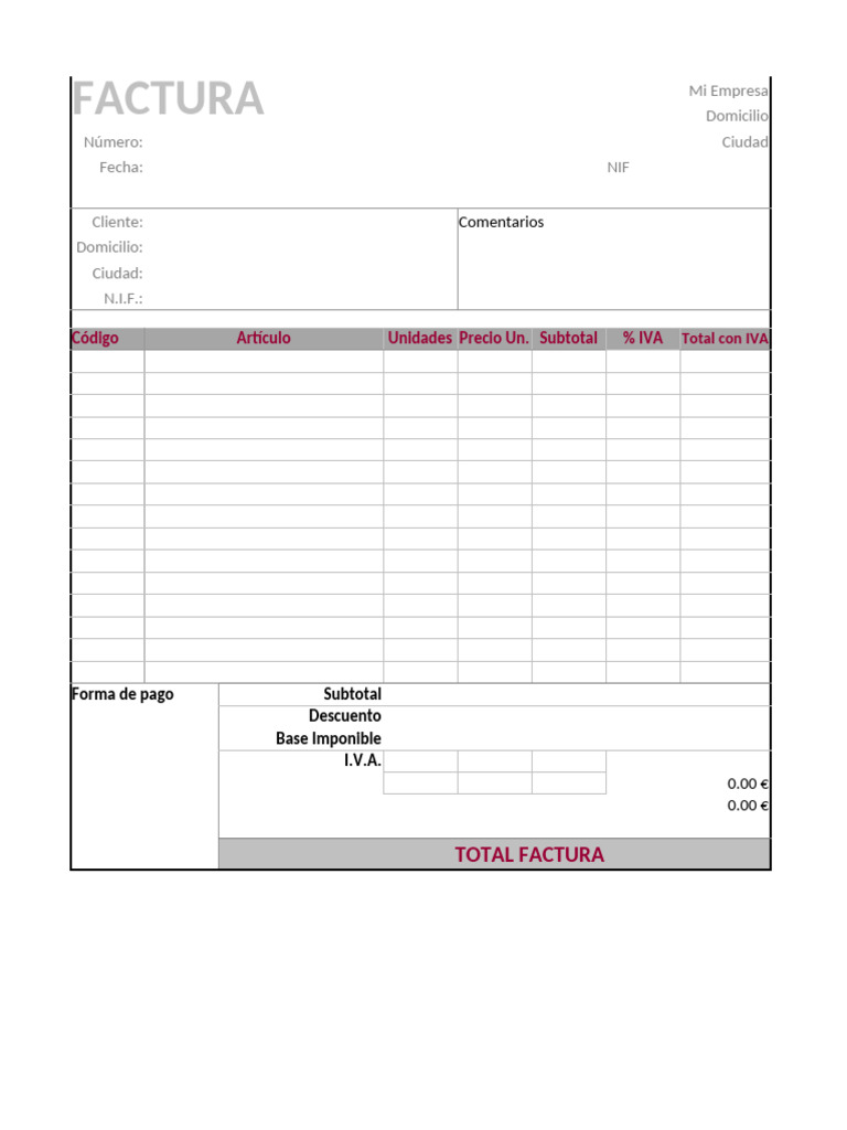 Modelo Factura Excel | PDF
